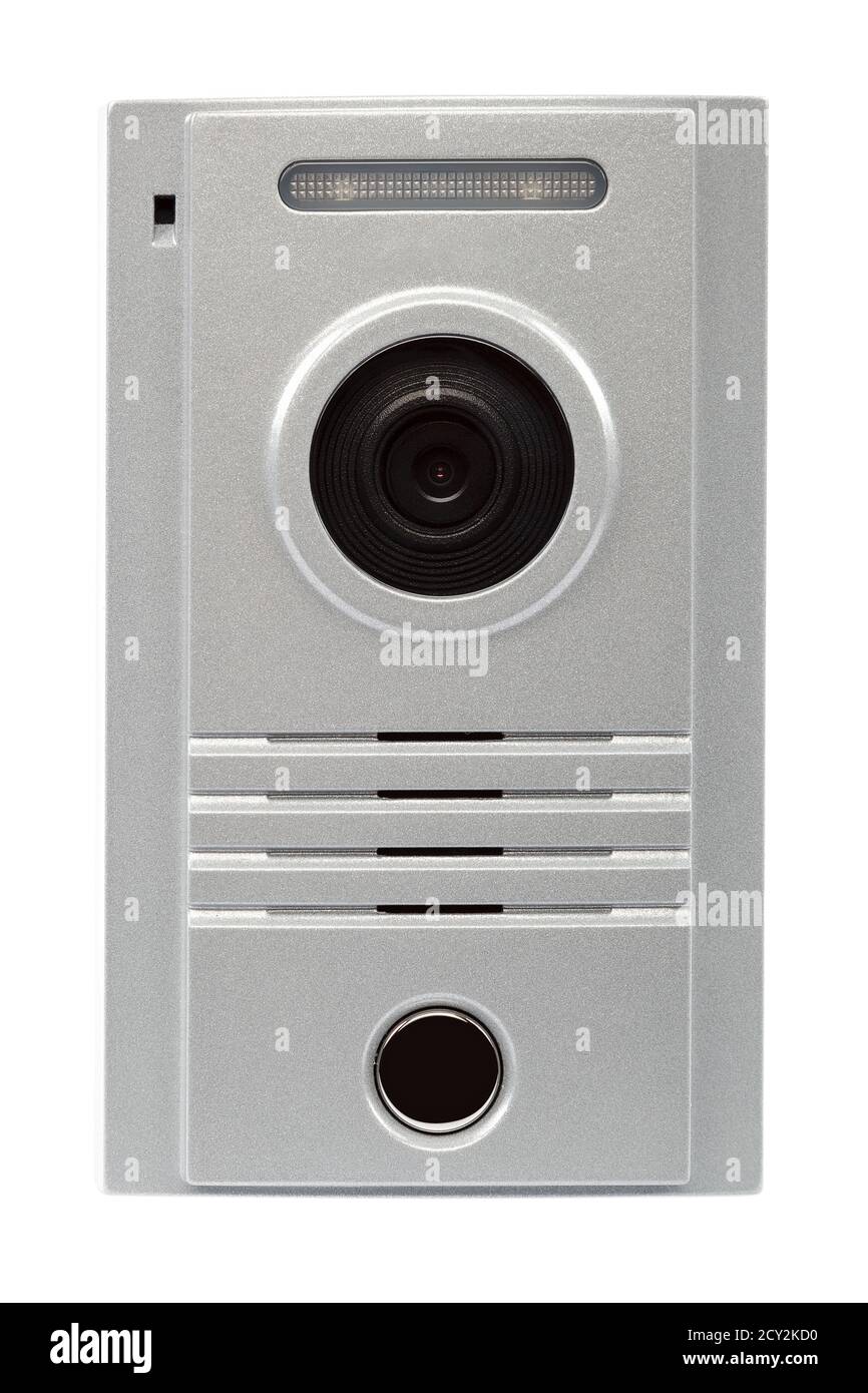 Front panel of video intercom isolated on a white background Stock ...