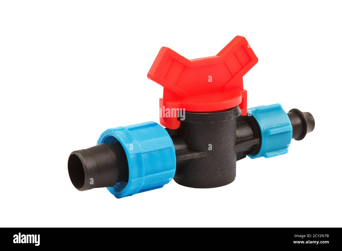Plastic water taps isolated on white background Stock Photo - Alamy