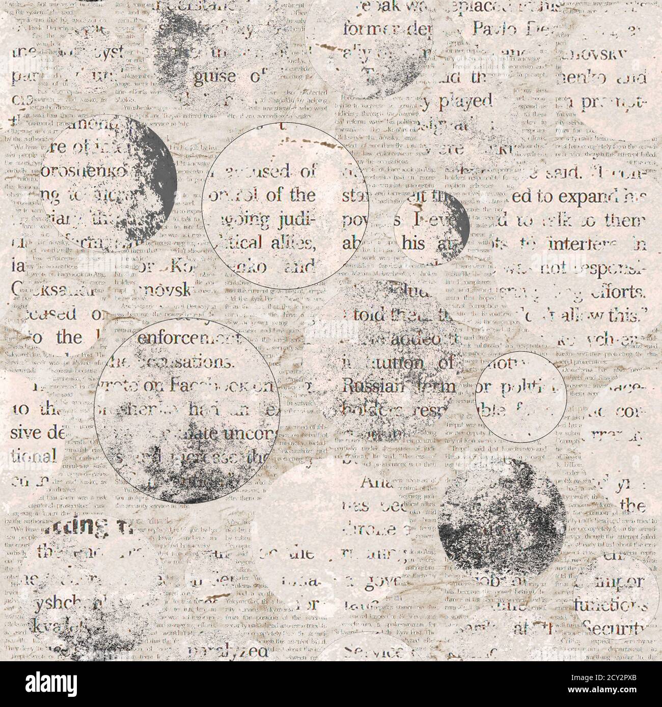 Newspaper texture. News collage clippings with mixed unreadable text on ...