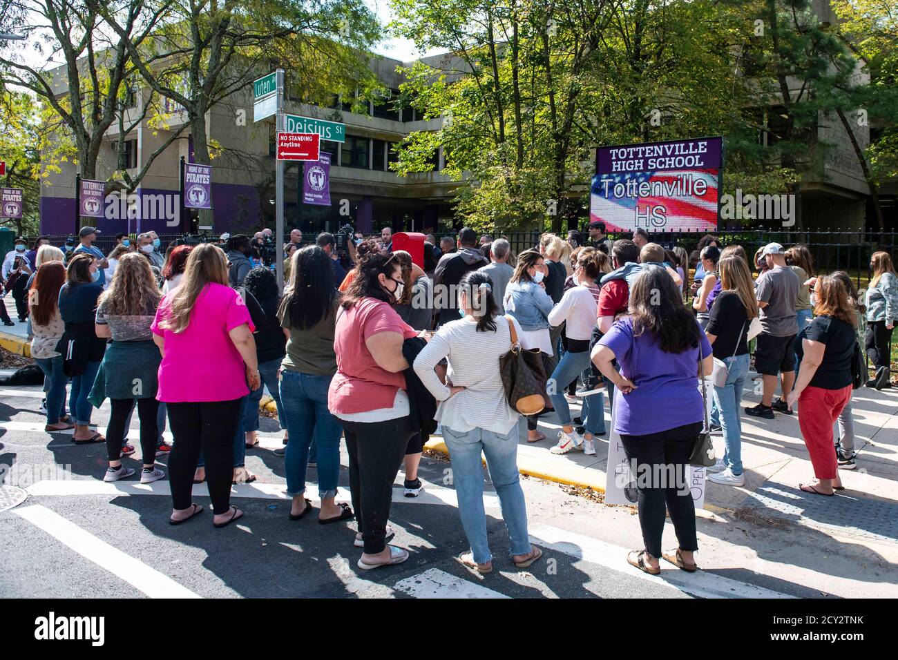 October 01, 2020: Parents protest Mayor Bill de Blasio (not pictured ...