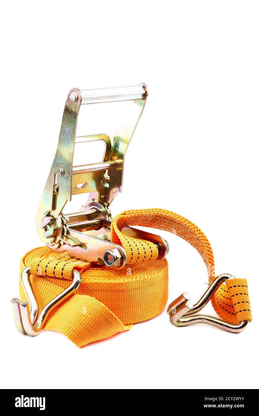 The mechanism for securing cargo ties is isolated on a white background ...
