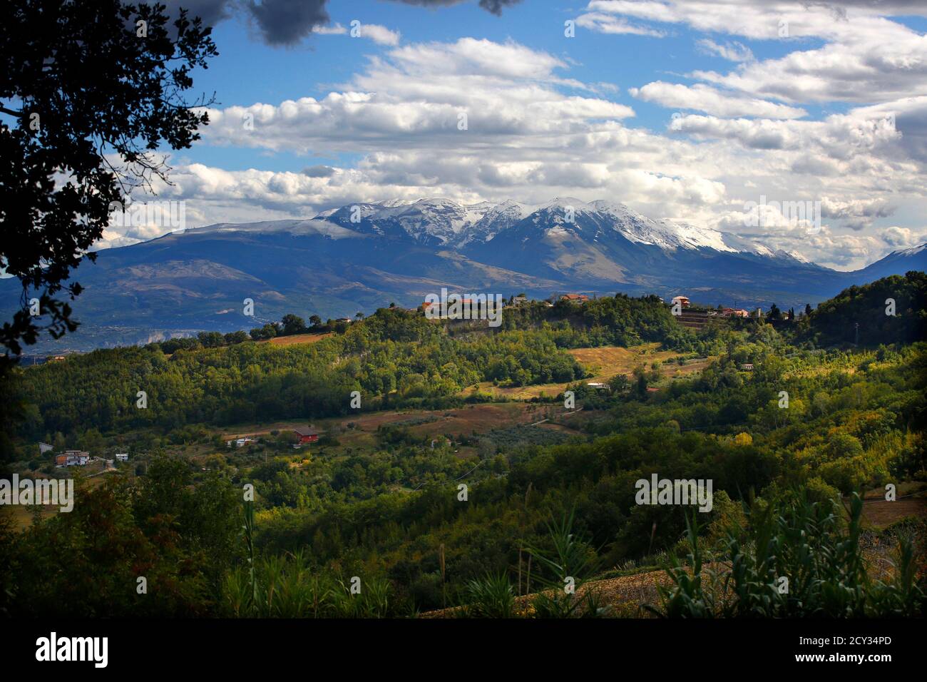 The Maiella mountain range seen from near the village of Vestea in ...