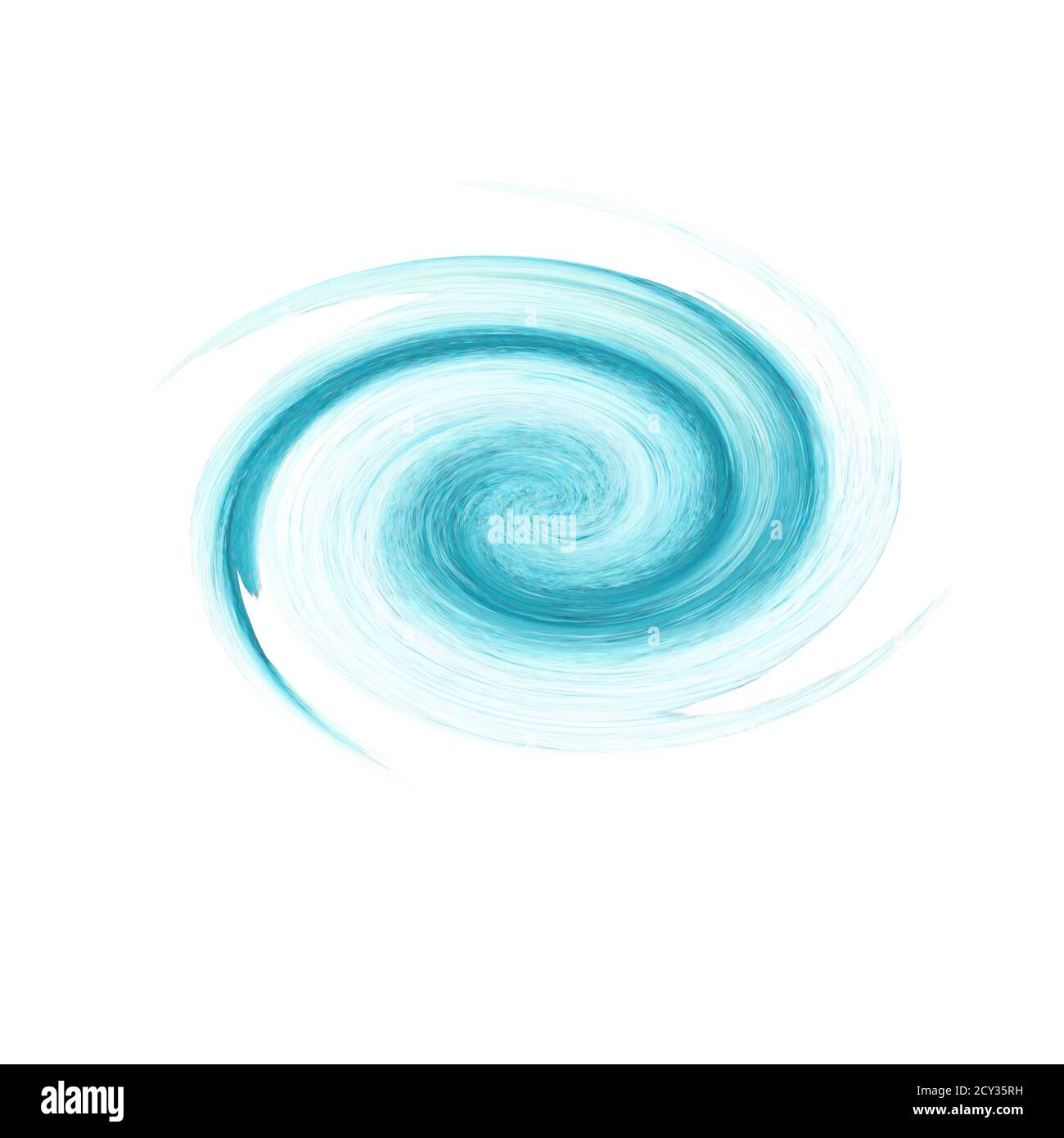 Abstract watercolor hand painted blue wavy oval pattern, isolated on ...