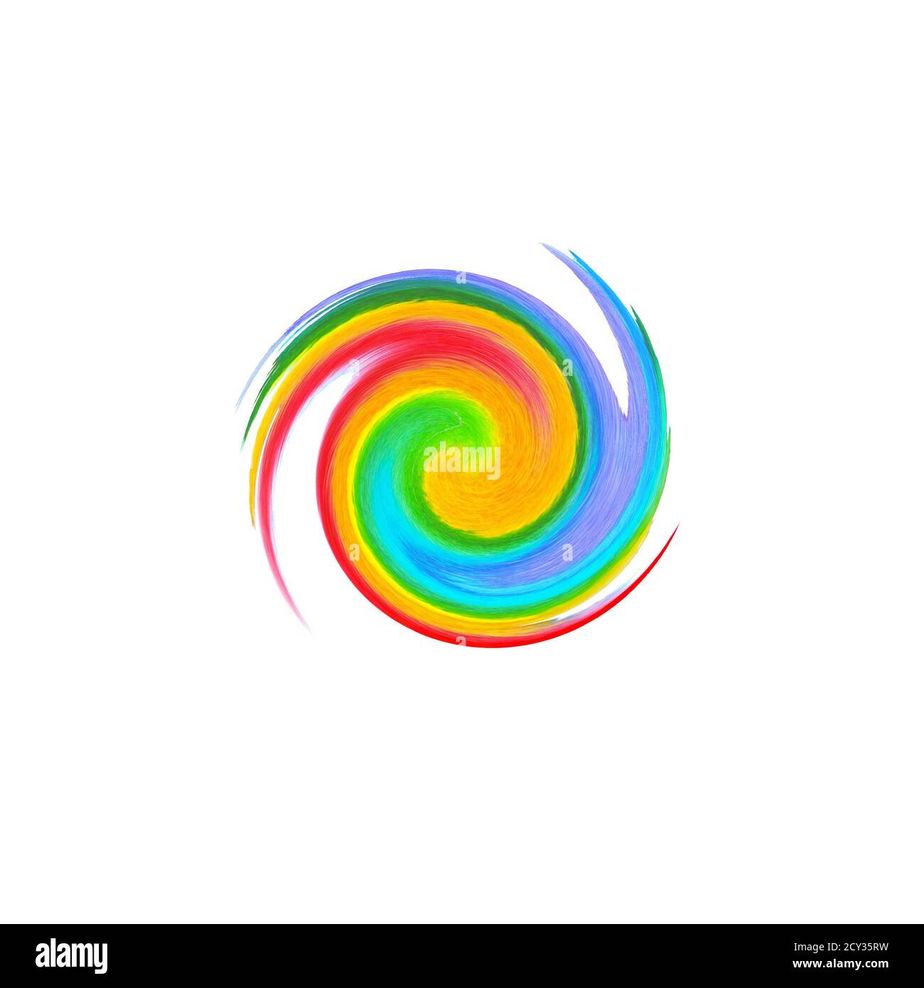 Abstract watercolor hand painted colorful rainbow circle curve pattern ...