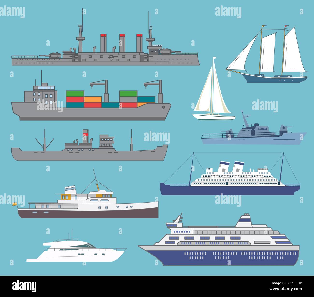 Set of the ships.Transport vessel steam.The bulk carrier with ...