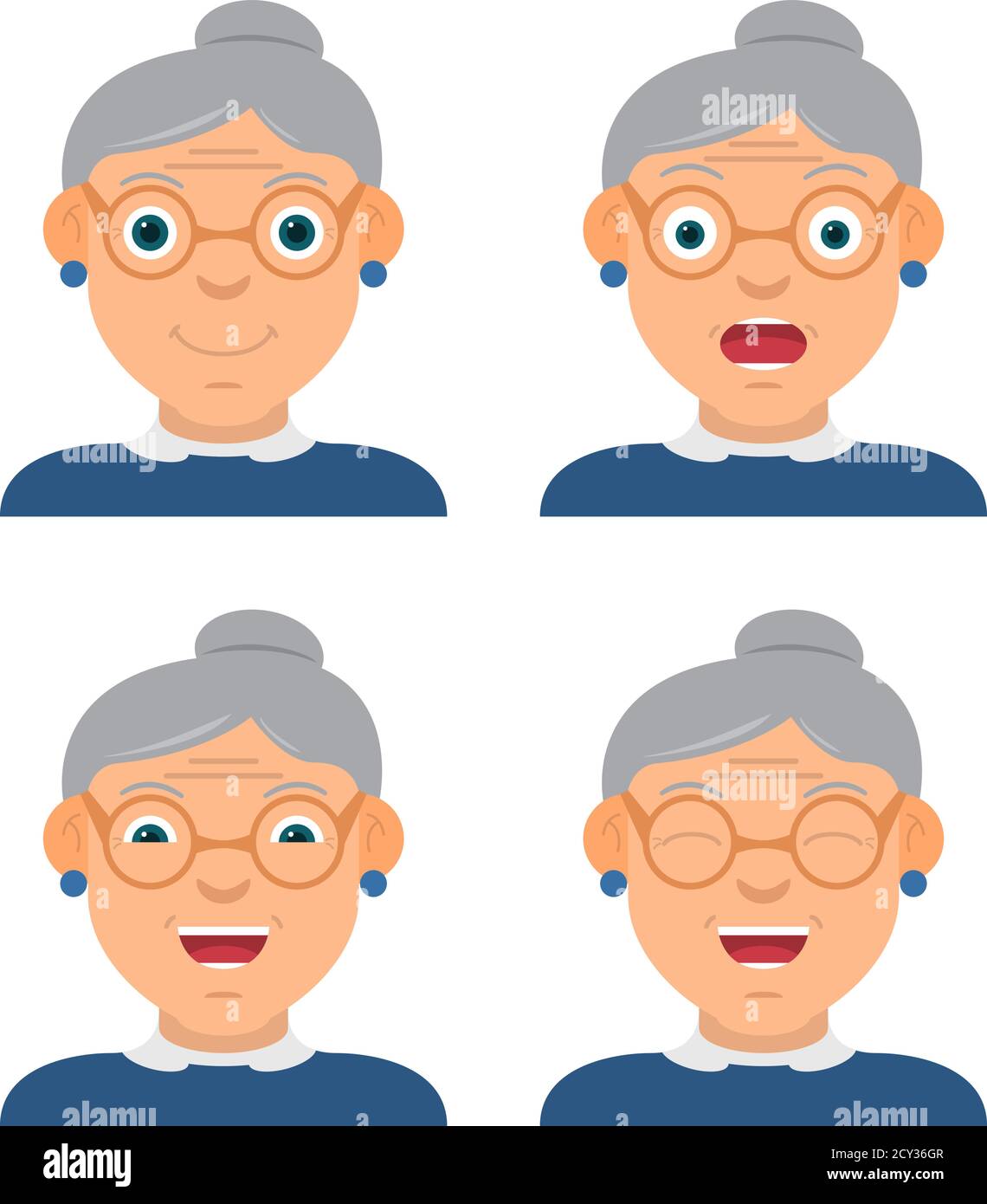 The amusing grandmother wearing spectacles the character with different ...
