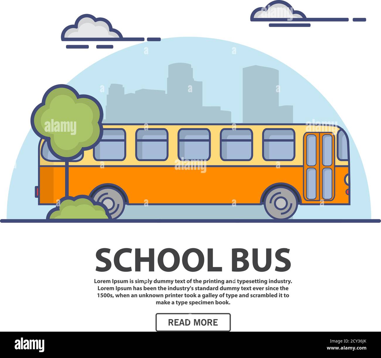 School retro bus. In linear flat style a vector Stock Vector Image ...