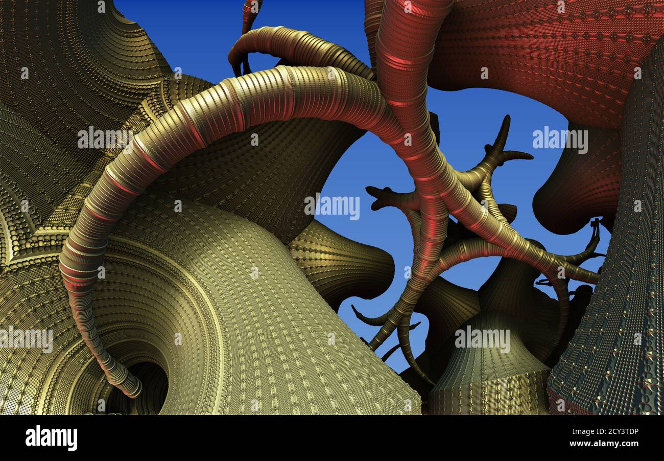 Abstract background 3D, fantastic gold structures and shapes Stock ...