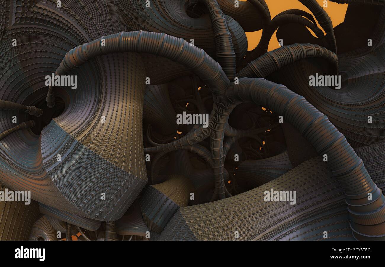 Abstract background 3D, fantastic gold structures and shapes Stock ...