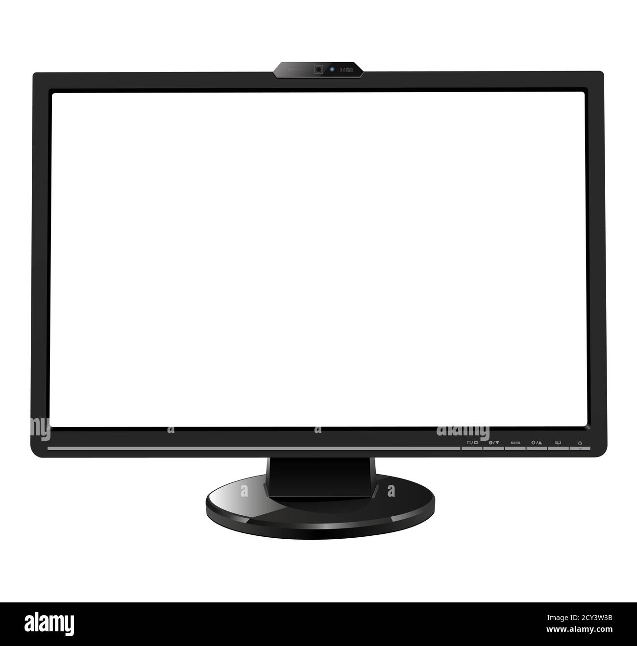 Computer monitor with blank white screen. Isolated on white background ...