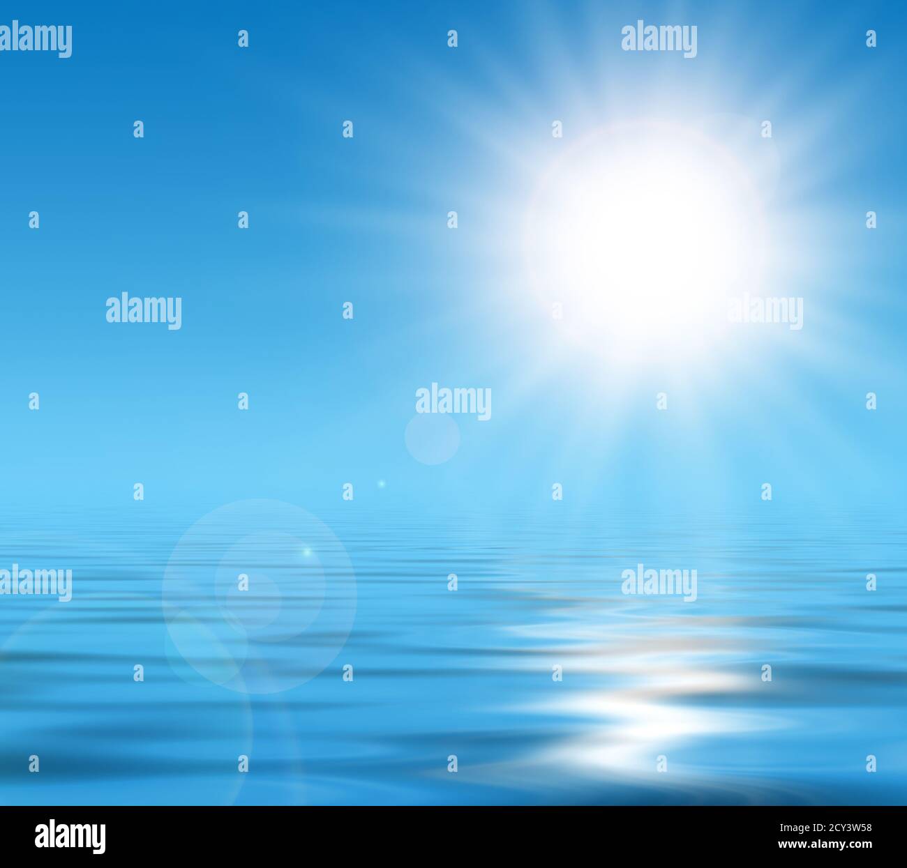 Sunny background with sun reflected in water Stock Photo - Alamy