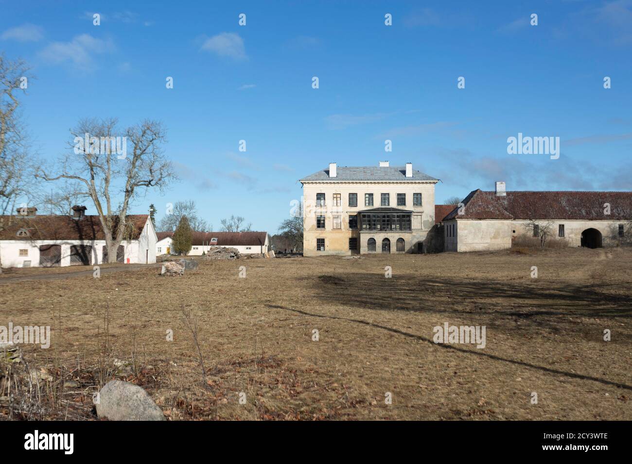 Estonia, Kolga Manor. A side view of the main Building and its ...