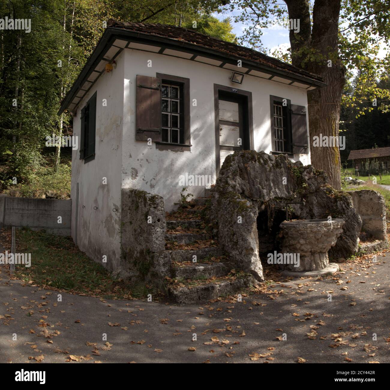 Old agricultural building with native stone steps near the caves in ...