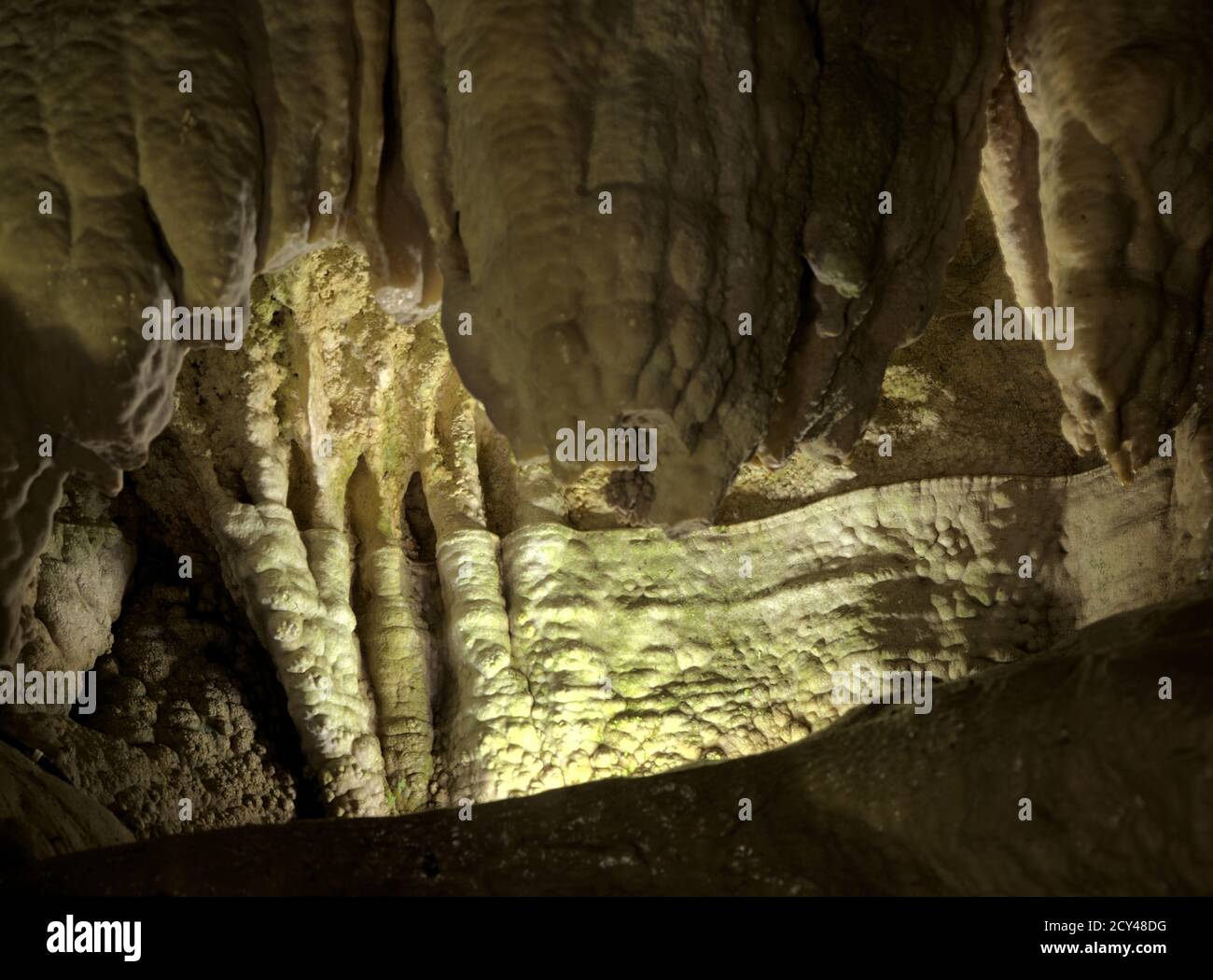 Calcite formations in Höllgrotten Cave, Baar in Switzerland Stock Photo ...