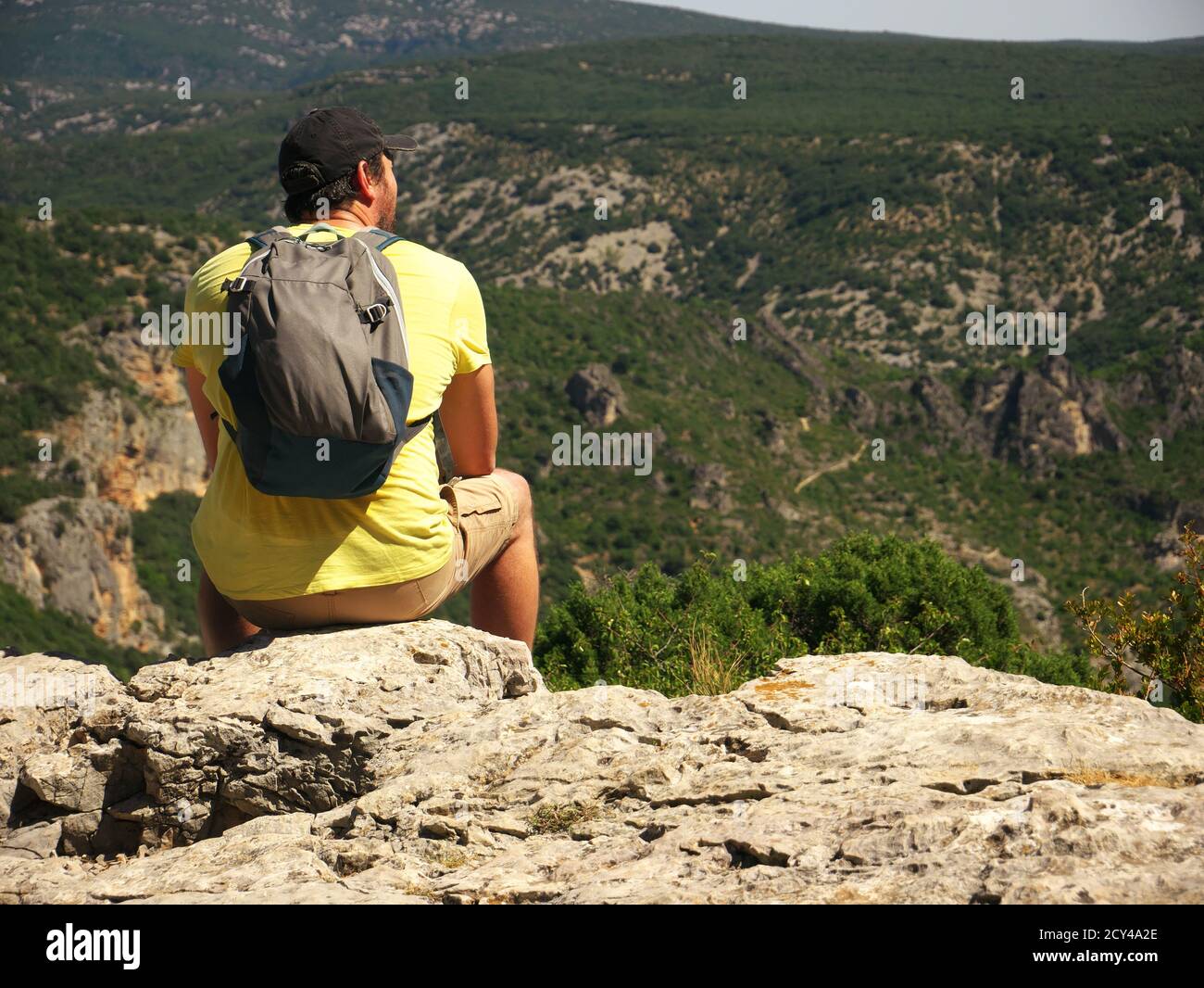 Back view hiker climbing hi-res stock photography and images - Alamy