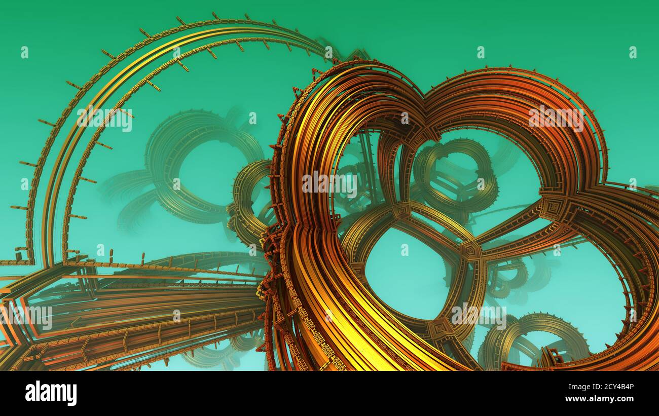 Abstract background, fantastic 3D gold structures Stock Photo - Alamy