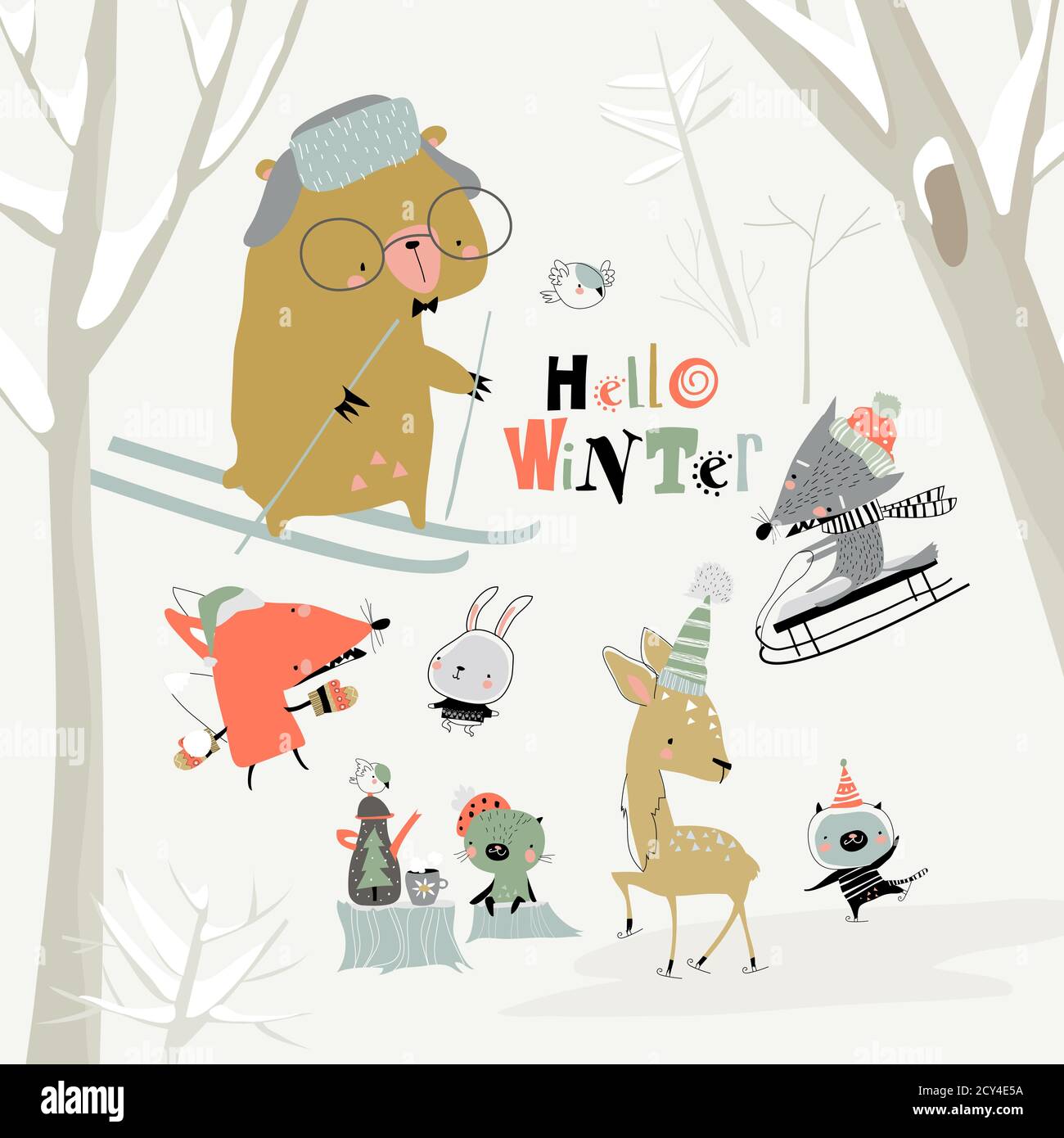 Snow fun in winter forest Stock Vector Images - Alamy