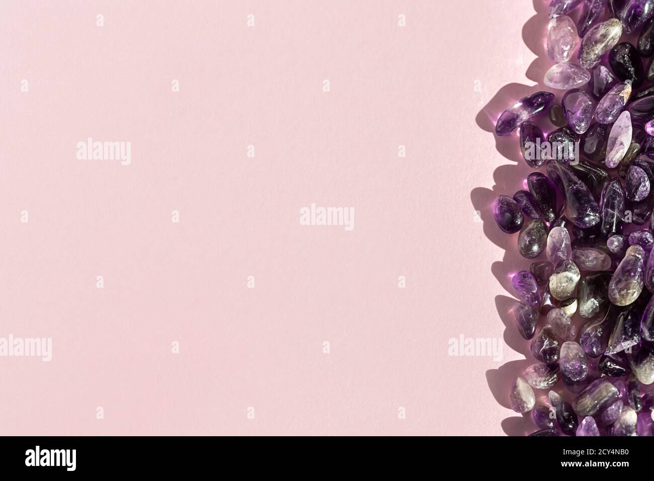 Crystal minerals on pink background. Magic Rock for Healing stones ...