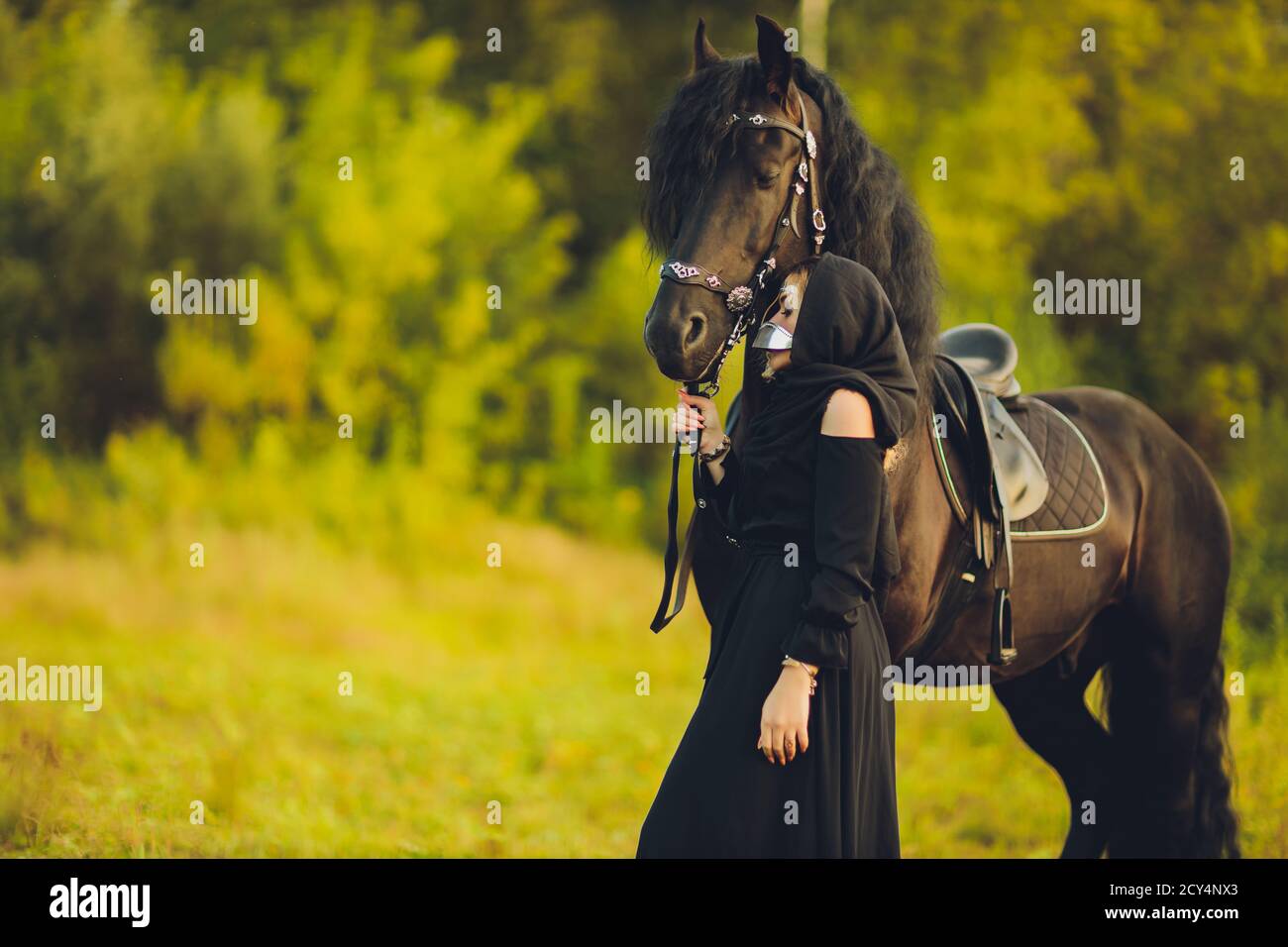 Muslim woman in hijab riding a horse Stock Photo - Alamy