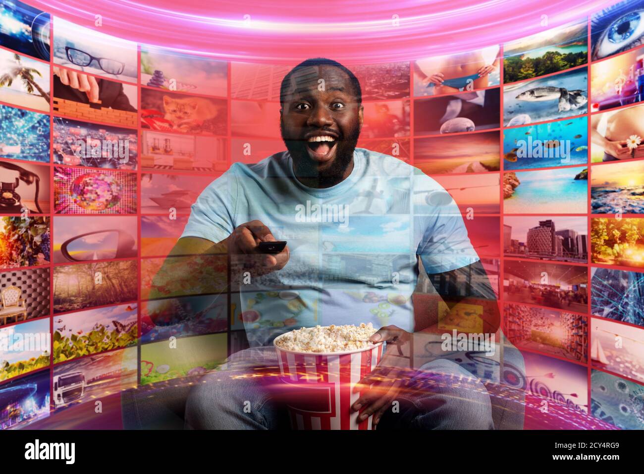 Watching tv glasses remote control hi-res stock photography and images ...