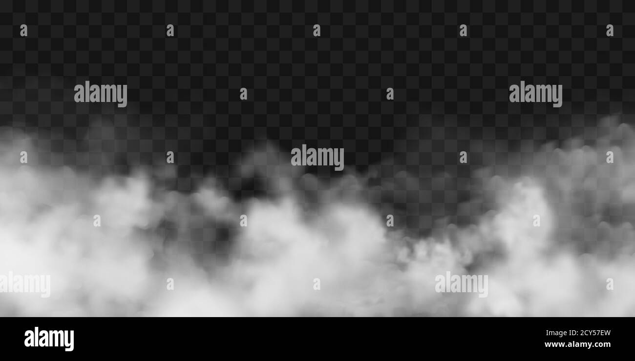 Realistic fog, mist effect. Smoke on dark background. Vector vapor in ...