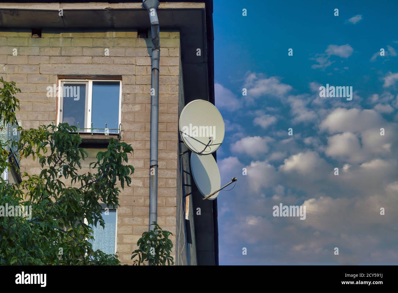 Satellite dish modern building architecture hi-res stock photography ...