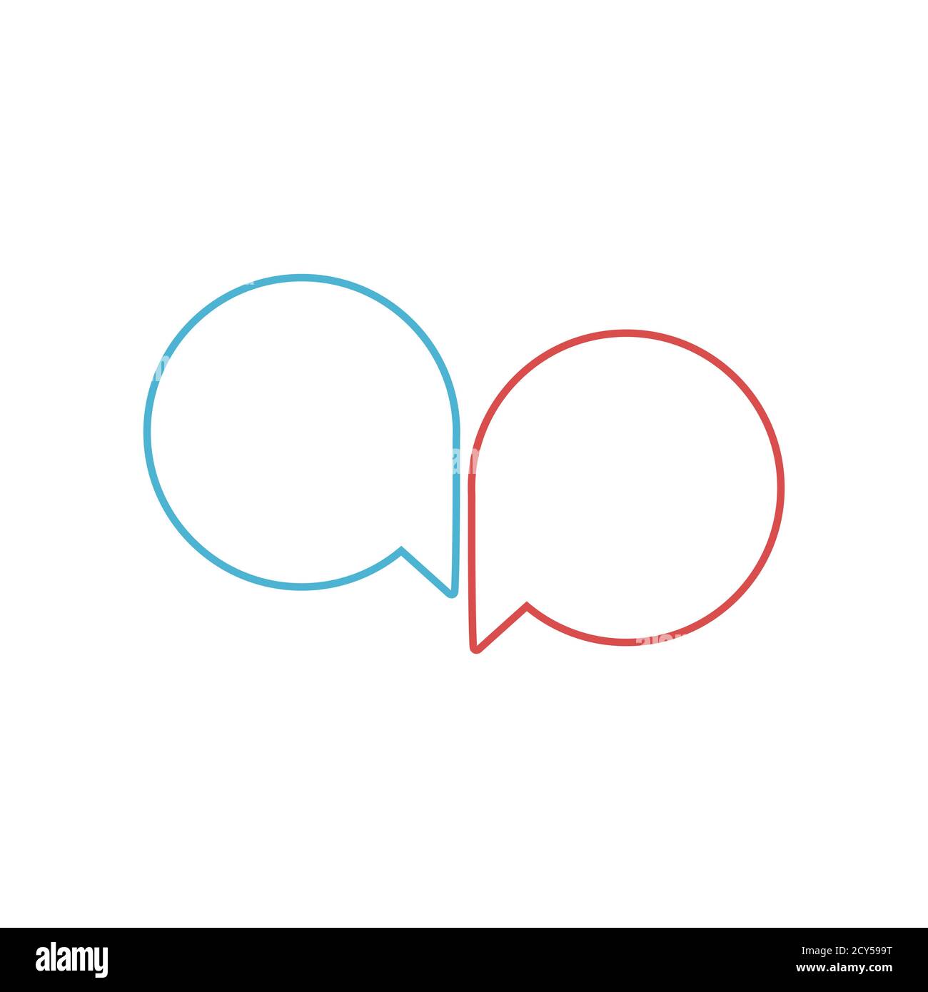 Two Bubbles chat message icon. Two blank round balloon sign. Single ...