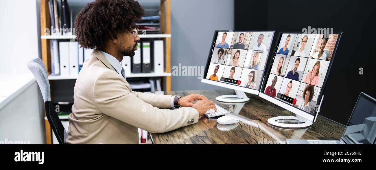 Video call businessman on desktop hi-res stock photography and images ...