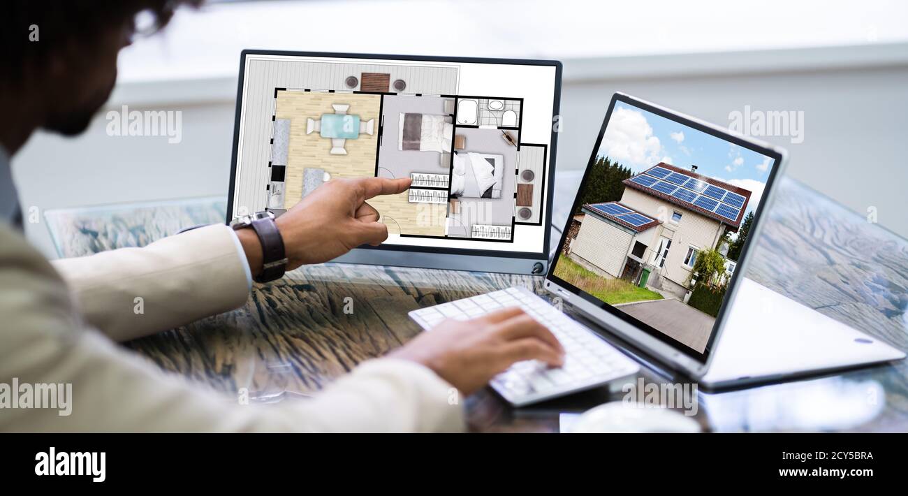 Renovation Management Assessor Using Laptop Monitor Screen Stock Photo ...
