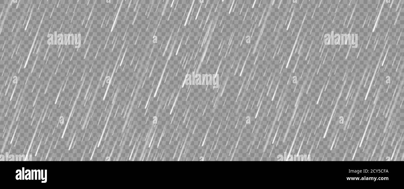 Realistic rain texture on transparent background. Rainfall, water drops effect. Autumn wet rainy ...