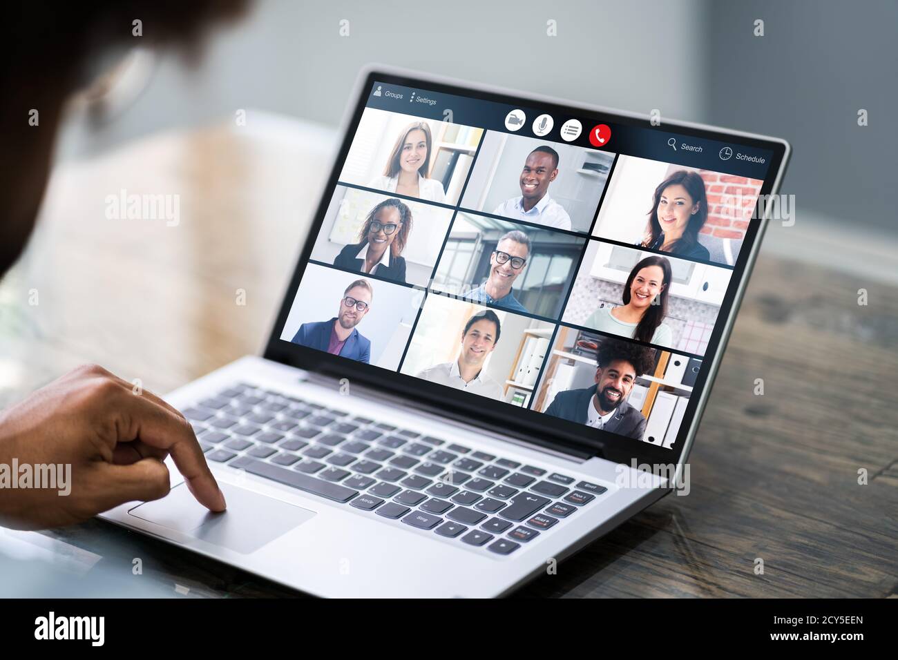 Online Video Conference Work From Home Webinar Stock Photo - Alamy