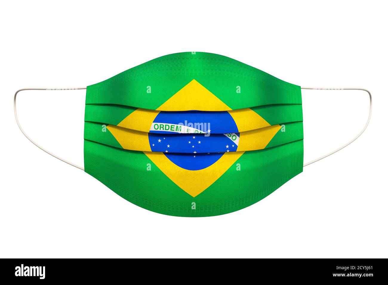 Medical Mask with Brazilian flag. 3D rendering isolated on white ...