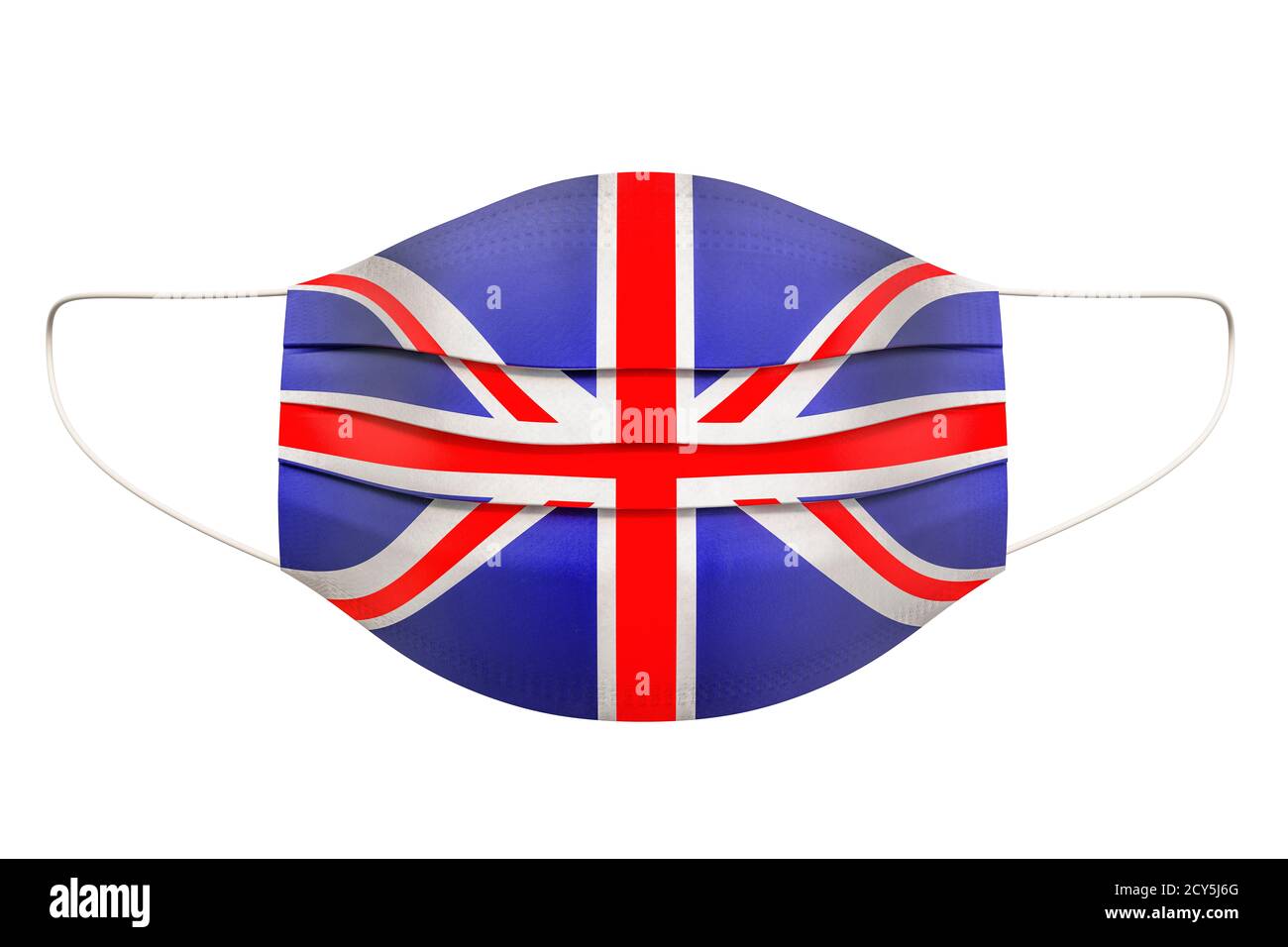Medical Mask with British flag. 3D rendering isolated on white ...