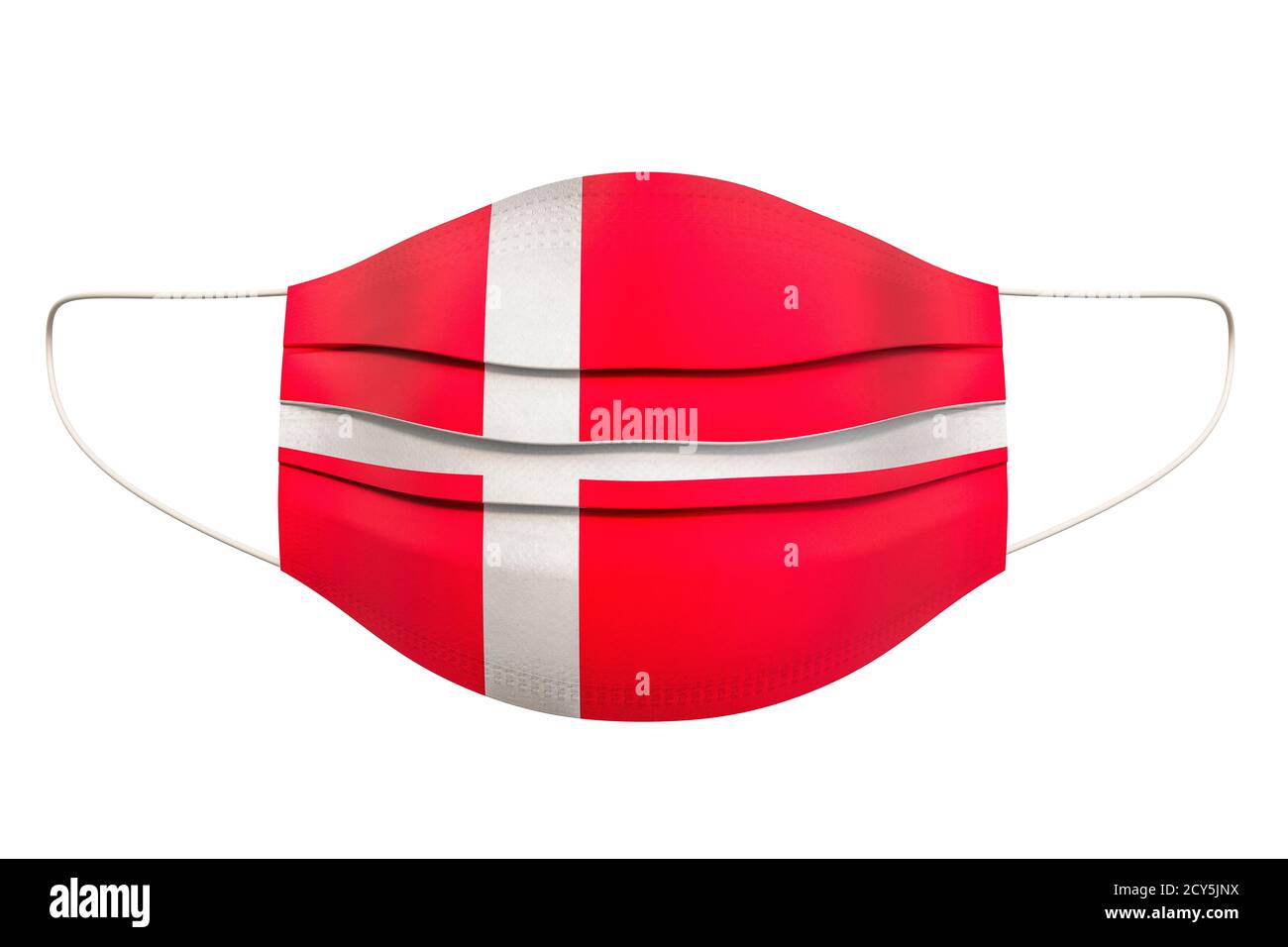 Medical Mask with Danish flag. 3D rendering isolated on white ...