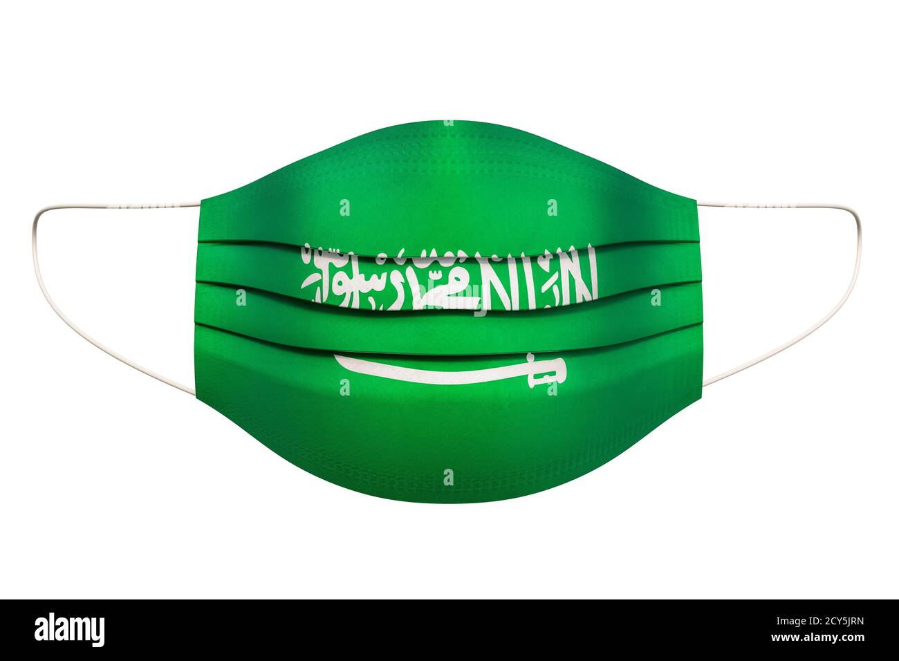 Medical Mask with Saudi Arabian flag. 3D rendering isolated on white ...