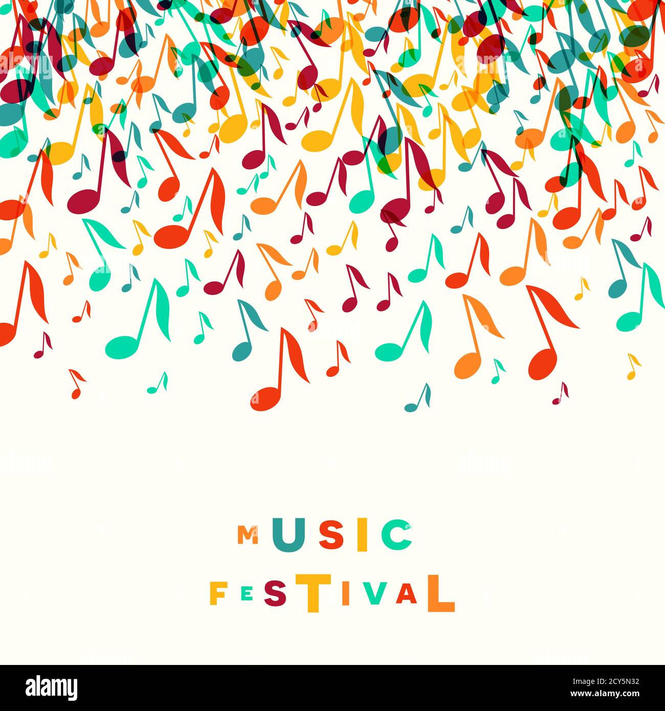 Colorful Music Festival notes background. Random colored musical ...