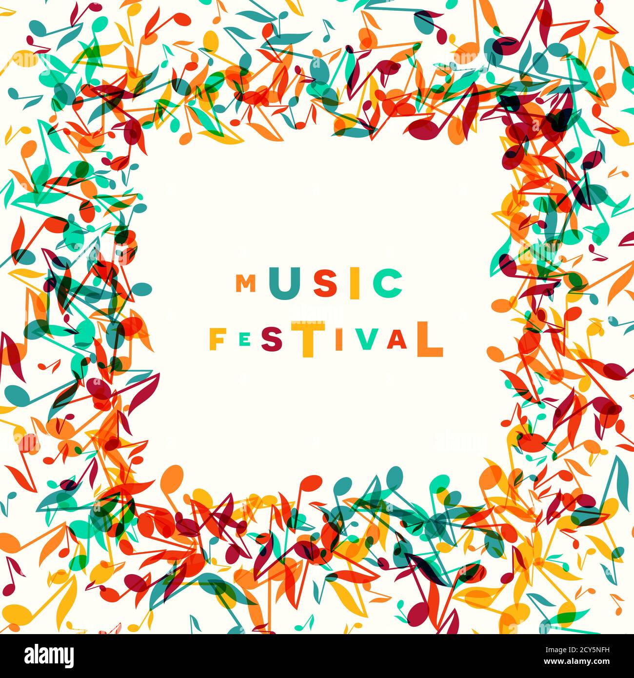 Colorful Music Festival notes background. Random colored musical ...