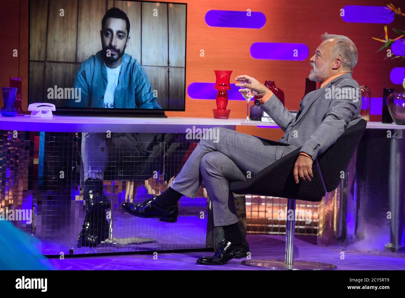 Graham Norton interviews Riz Ahmed during the filming for the Graham ...