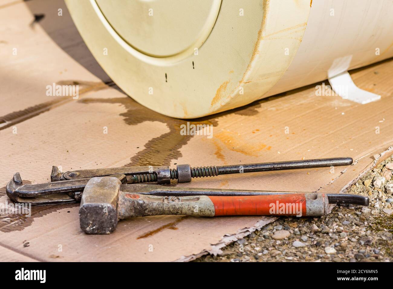 replacement of damaged boiler with a new one Stock Photo - Alamy