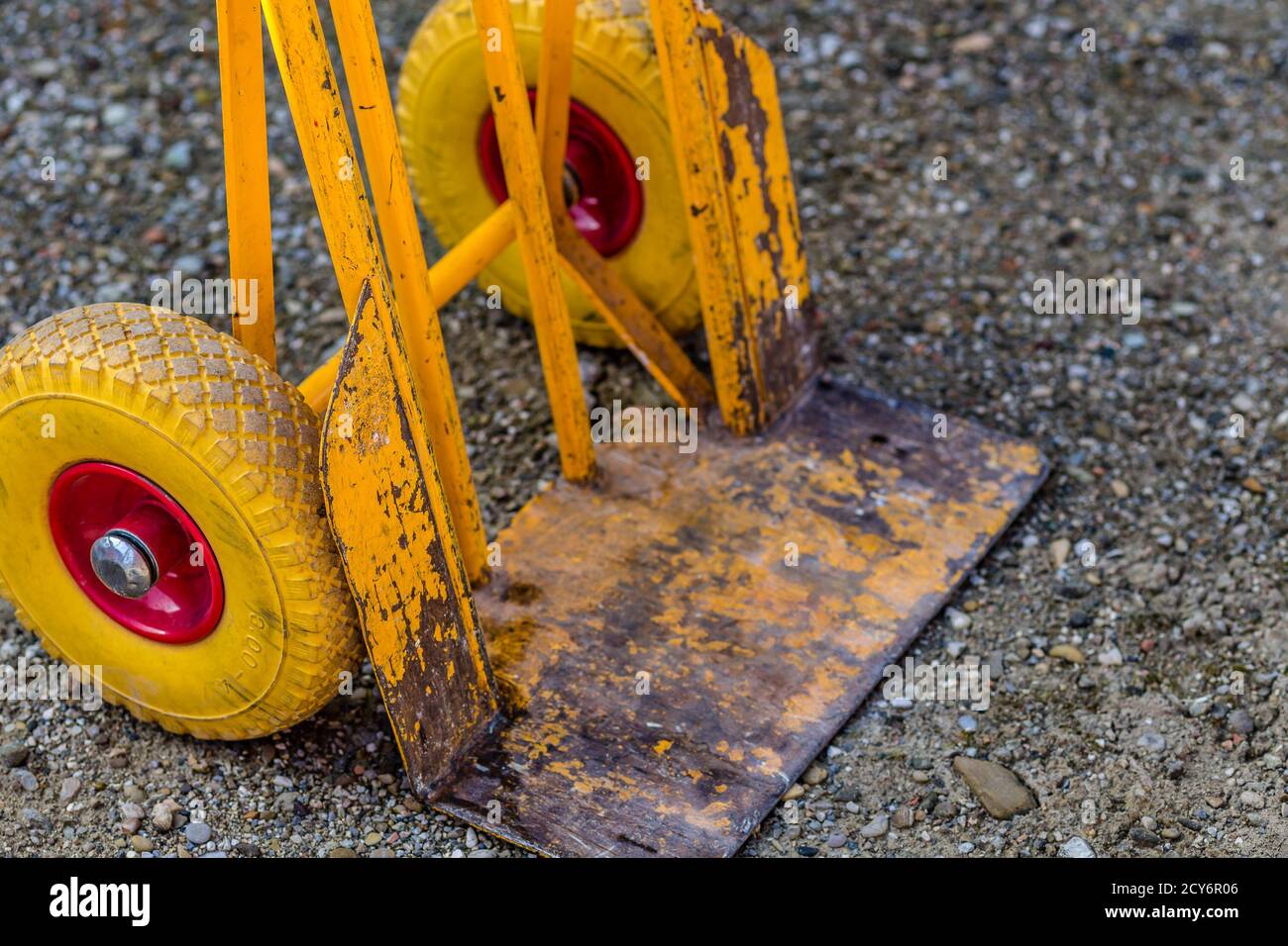 closeup of yellow transport trolley Stock Photo - Alamy