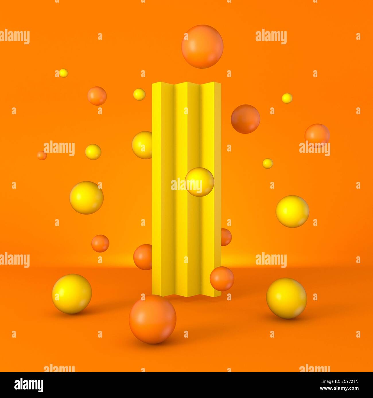 Warm minimal yellow sparkling font Letter I 3D render illustration ...