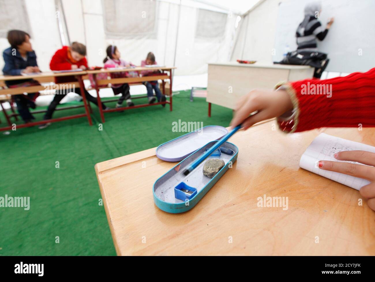 Refugee classroom tent hi-res stock photography and images - Alamy