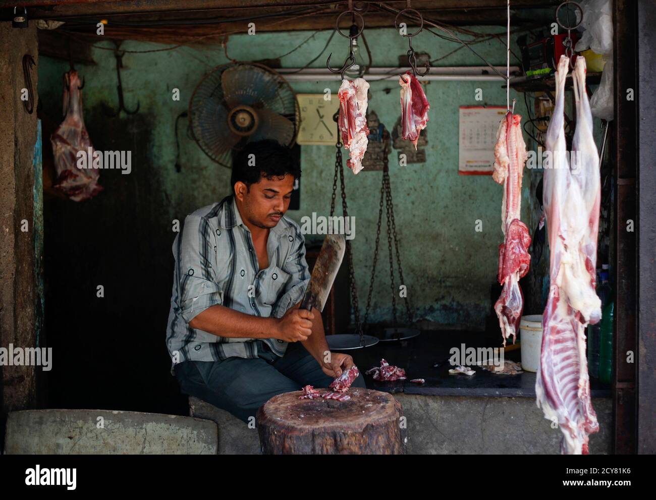 Indian mutton shop hi-res stock photography and images - Alamy