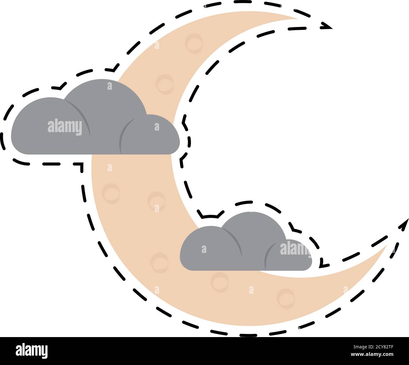 Isolated moon night halloween october scary icon sticker- Vector Stock ...