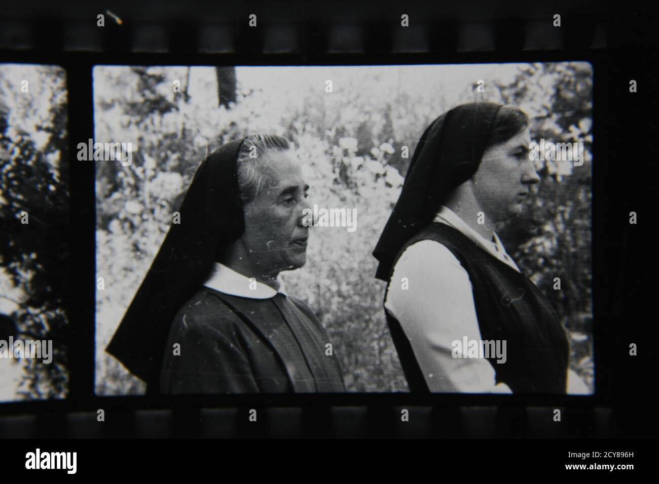 Fine 1970s vintage black and white photography of two Roman Catholic ...