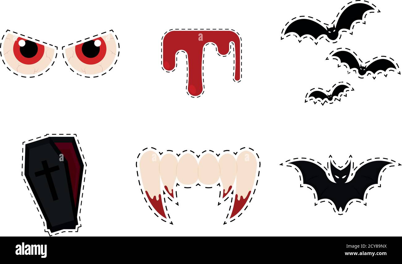 Isolated set halloween october scary icon sticker- Vector Stock Vector ...