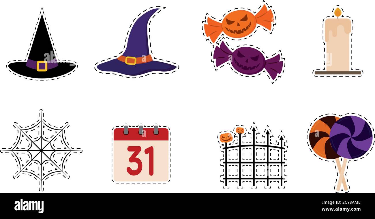 Isolated set halloween october scary icon sticker- Vector Stock Vector ...