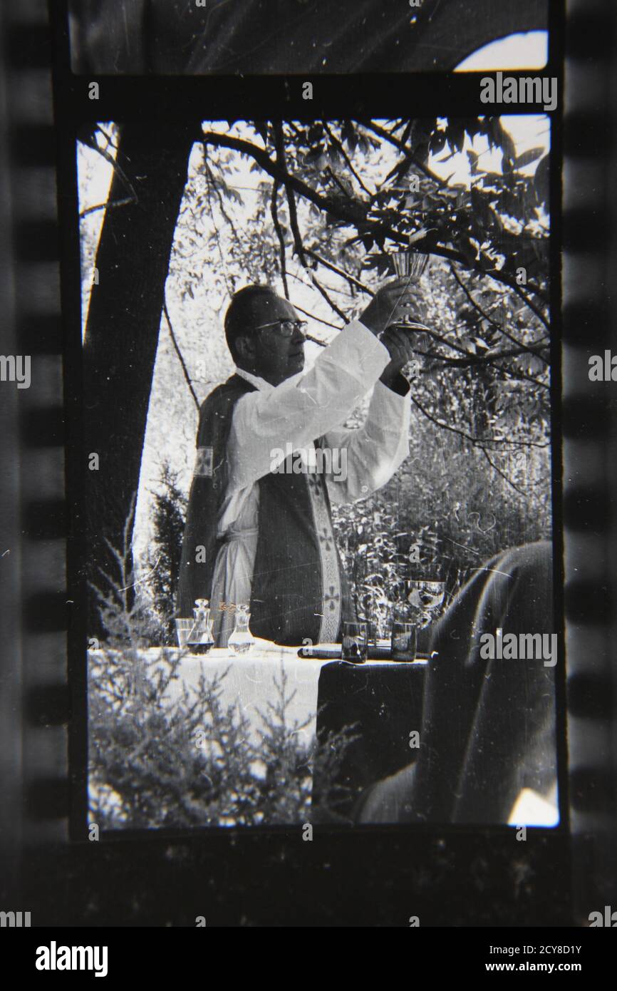 Fine 1970s vintage black and white photography of a Catholic priest ...