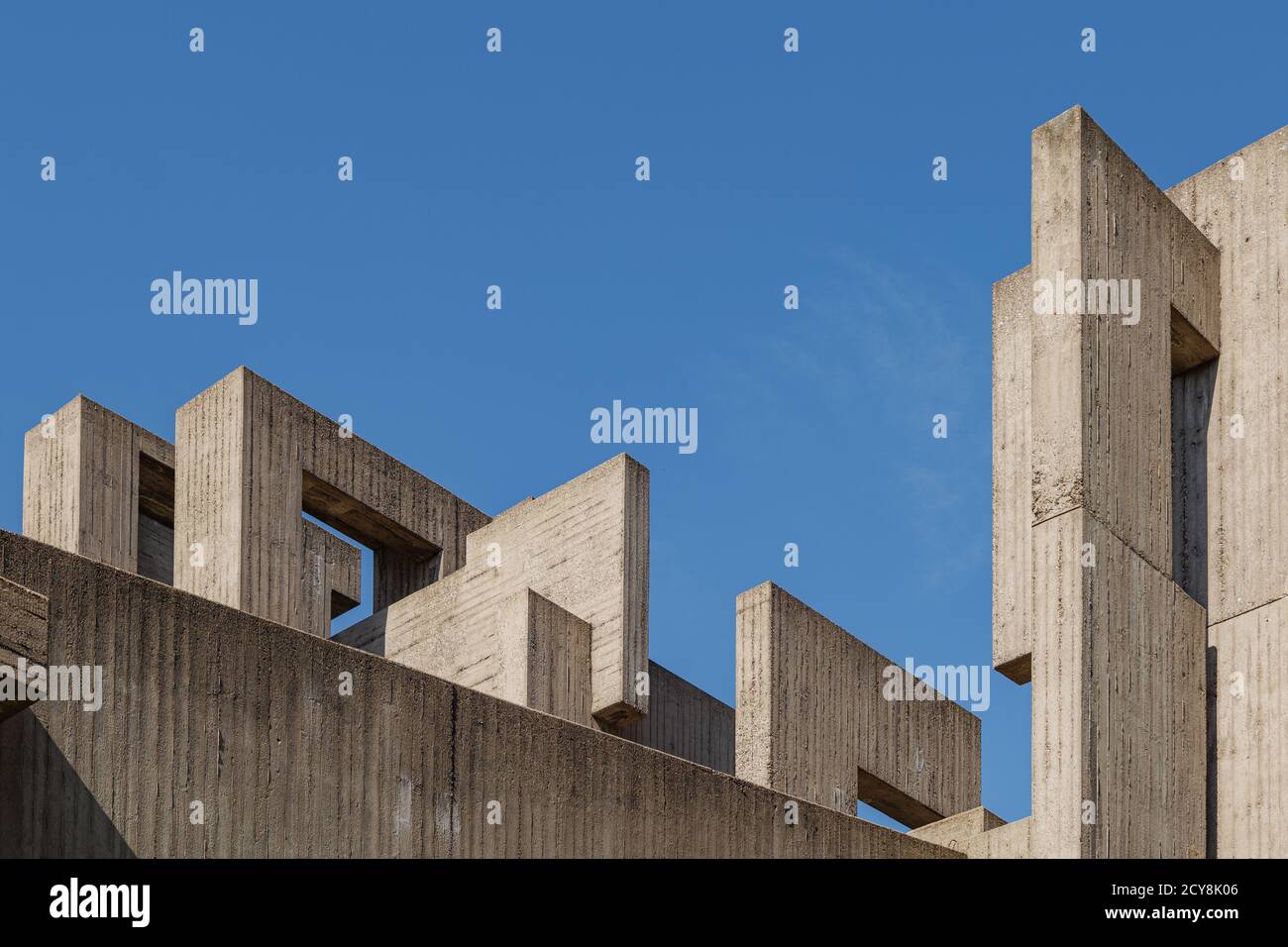 Weird, strange and unique abstract shape and form of concrete Brutalist ...