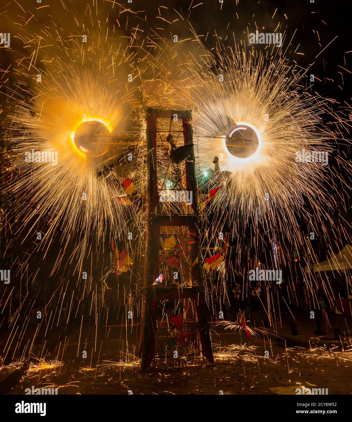 Wild fireworks Castles are common at Ecuadorian celebrations Stock ...